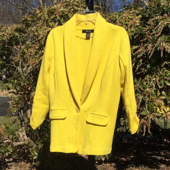 Style & Co. | Jackets & Coats | Styleco Slenderlook Solid Yellow Jacket ...
